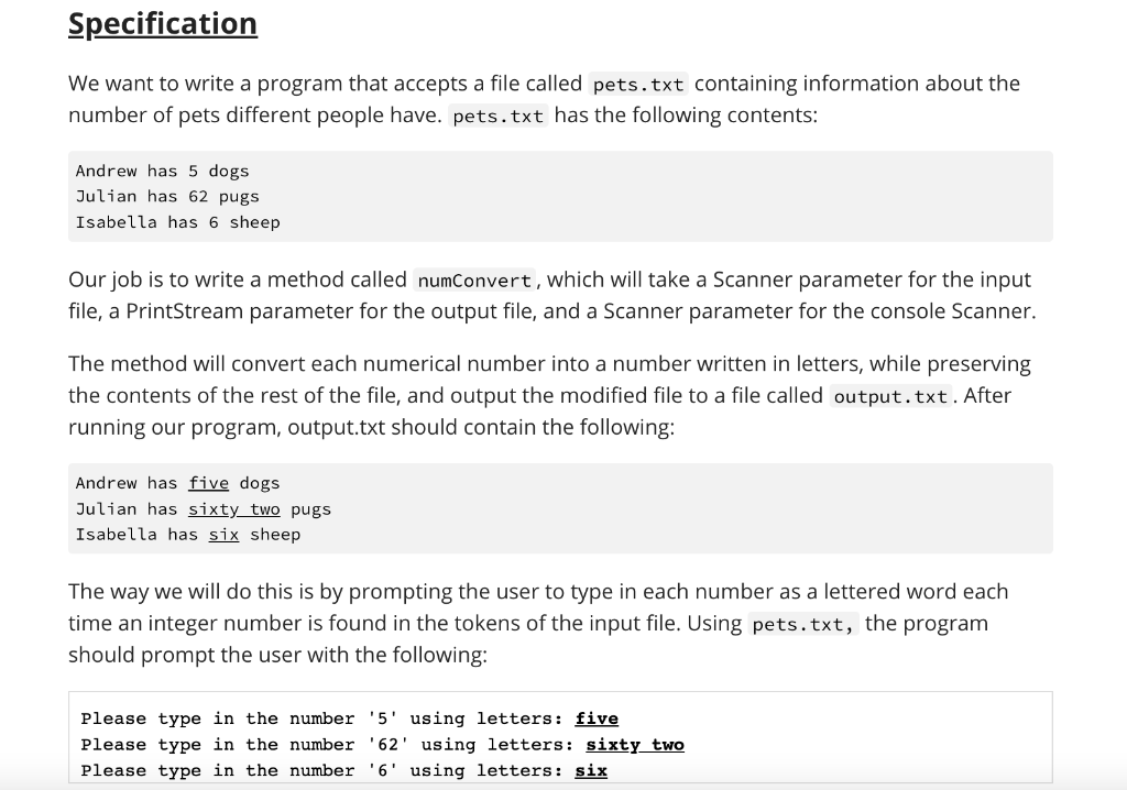 Solved Specification We want to write a program that accepts | Chegg.com