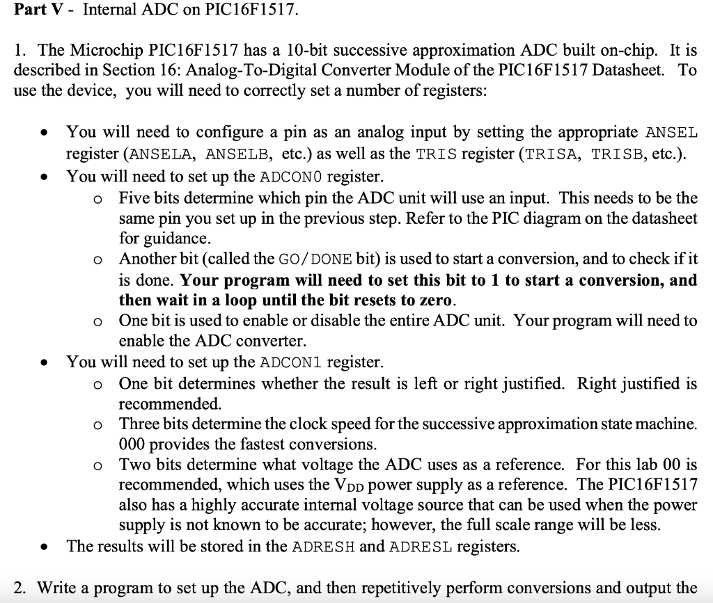 1. The Microchip PIC16F1517 has a 10-bit successive | Chegg.com