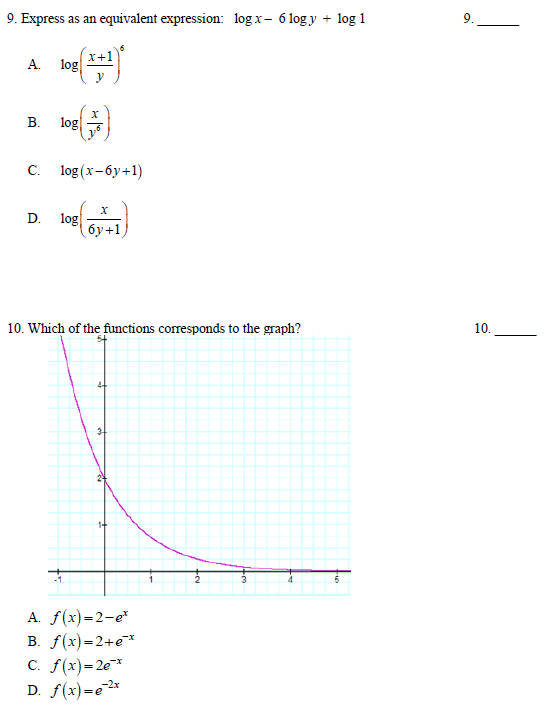 Solved 9. Express as an equivalent expression: logx- 6 logy | Chegg.com