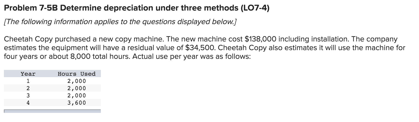 Solved Problem 7-5B Determine depreciation under three | Chegg.com