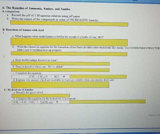 Solved A. The Basicities of Ammonia, Amines, and Amides A | Chegg.com