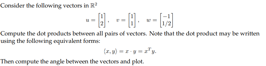 Solved Consider the following vectors in R2 | Chegg.com
