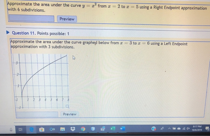 Solved Approximate the area under the curve y = x from I = 2 | Chegg.com