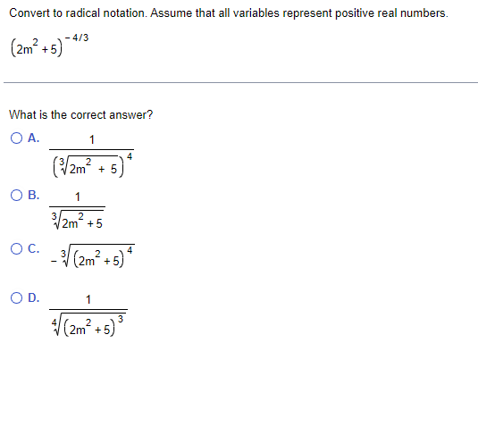 Solved Convert to radical notation. Assume that all | Chegg.com