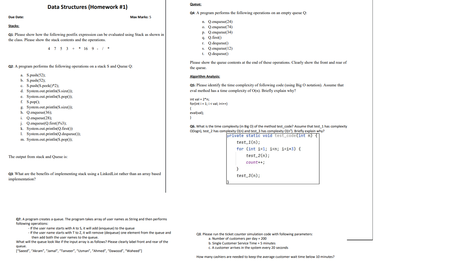 Solved Due Date: Max Marks: 5 Q4: A program performs the | Chegg.com