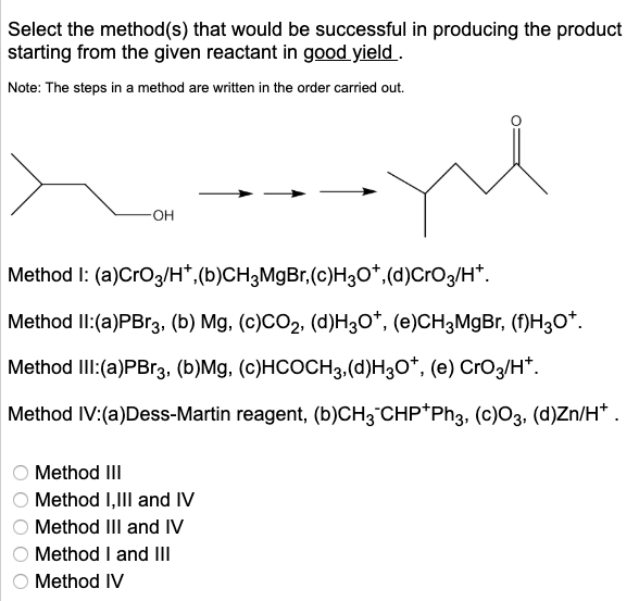 Solved Select the method(s) that would be successful in | Chegg.com