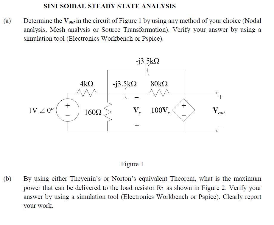 Solved SINUSOIDAL STEADY STATE ANALYSIS (a) Determine the | Chegg.com