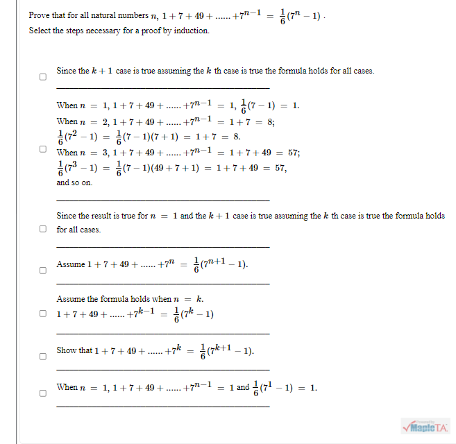 Solved +7-1 = II Prove that for all natural numbers 1, 1+ 7+ | Chegg.com