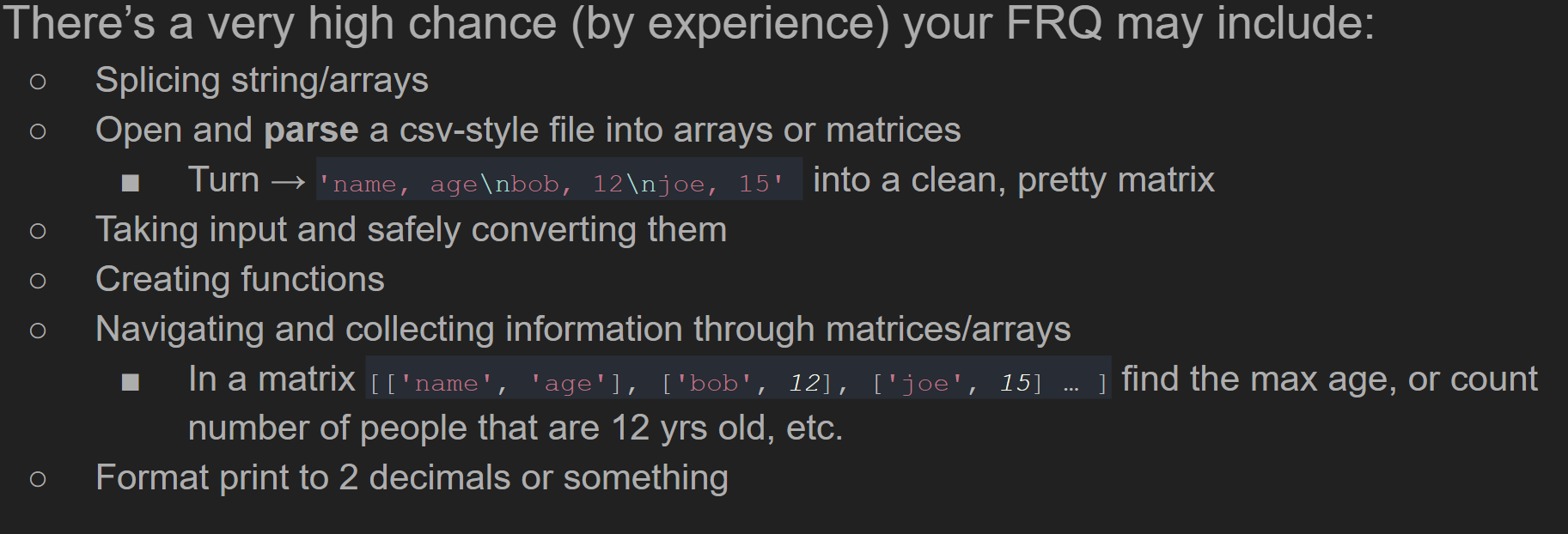 Solved There's a very high chance (by experience) your FRQ | Chegg.com