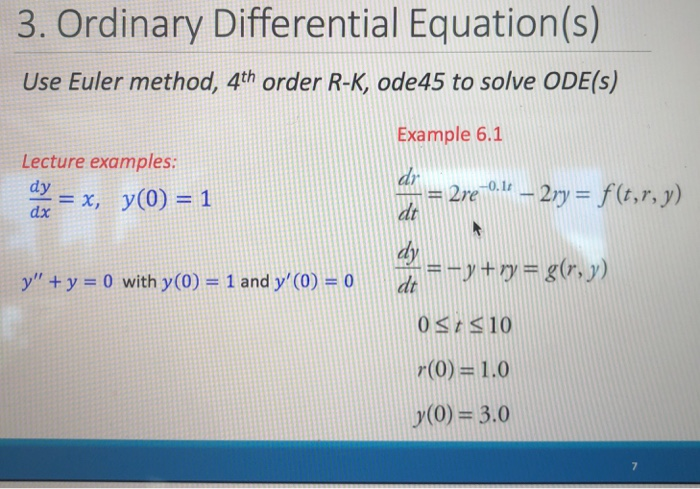 Solved 3. Ordinary Differential Equation(s) Use Euler | Chegg.com