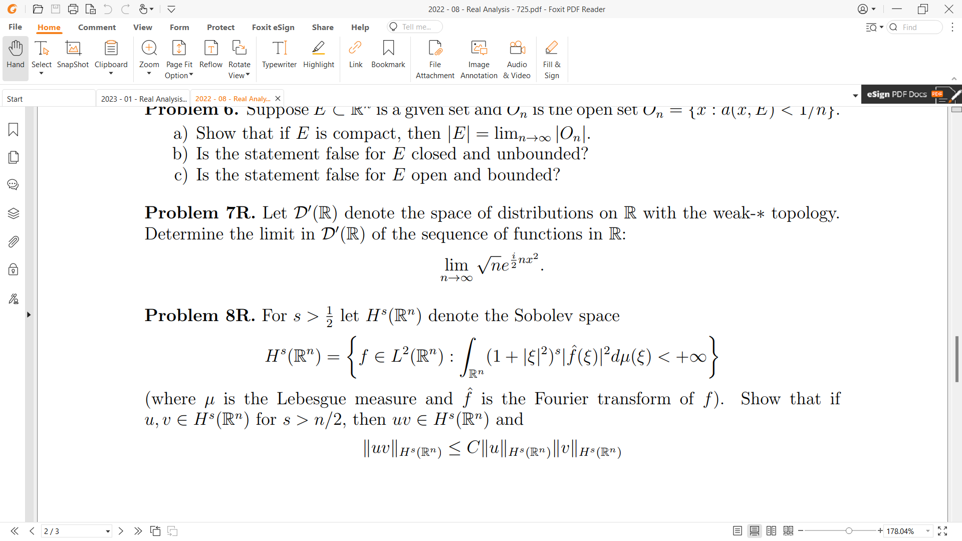 Solved \r\n8 2022 - 08 - Real Analysis - 725.pdf - Foxit PDF | Chegg.com