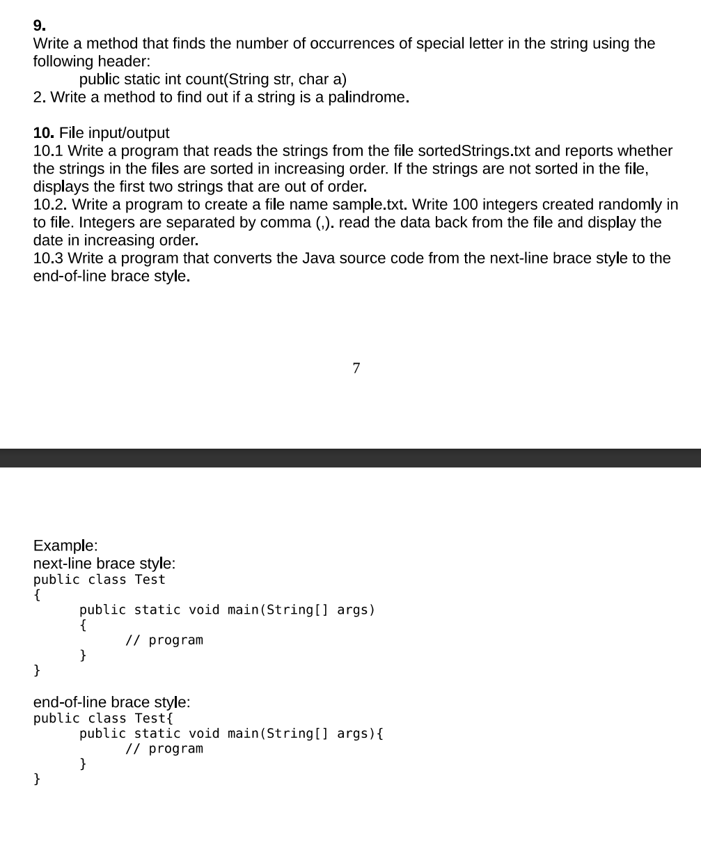 Solved 9. Write a method that finds the number of | Chegg.com