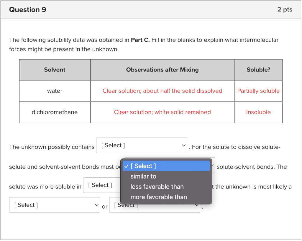 Solved The following solubility data was obtained in Part C. | Chegg.com