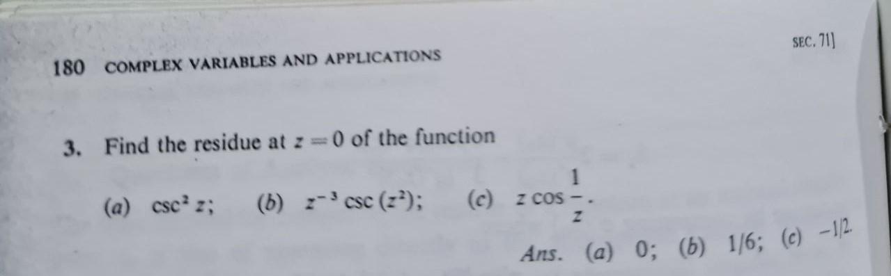 Solved 180 COMPLEX VARIABLES AND APPLICATIONS 3. Find the | Chegg.com