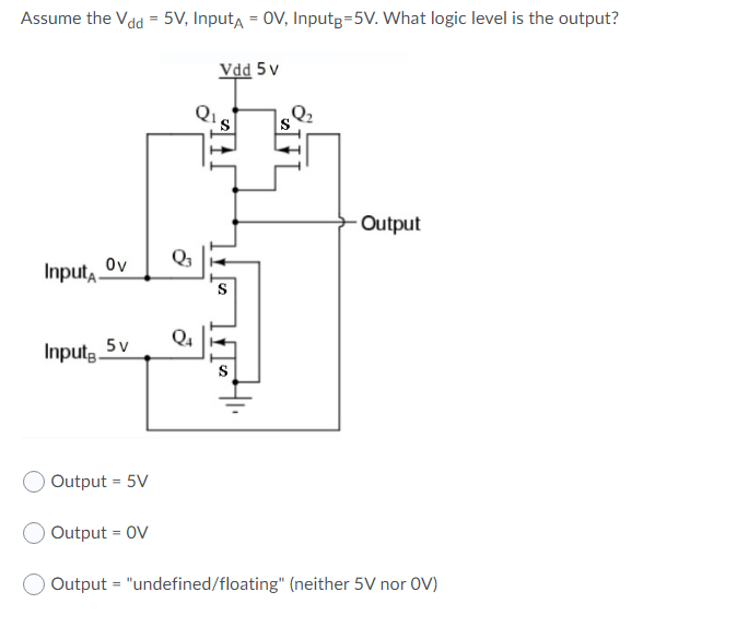 Solved Assume The Vdd 5v Inputa Ov Inputg5v What 