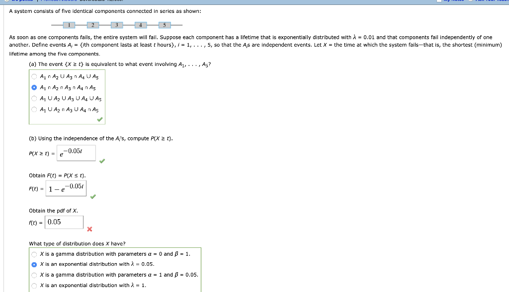 Solved A system consists of five identical components | Chegg.com