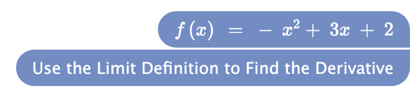Solved f(x)=-x2+3x+2Use the Limit Definition to Find the | Chegg.com