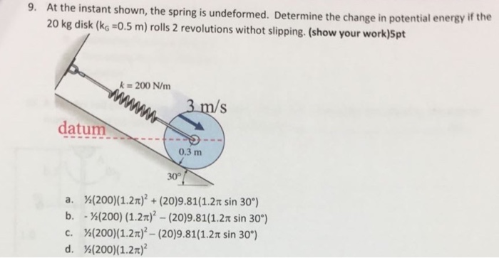 Solved At the instant shown, the spring is undeformed. | Chegg.com
