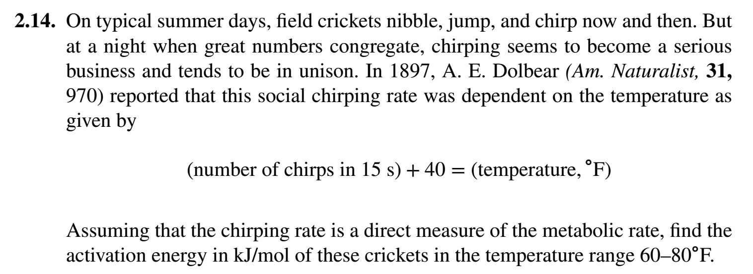Solved 2.14. On typical summer days, field crickets nibble, | Chegg.com