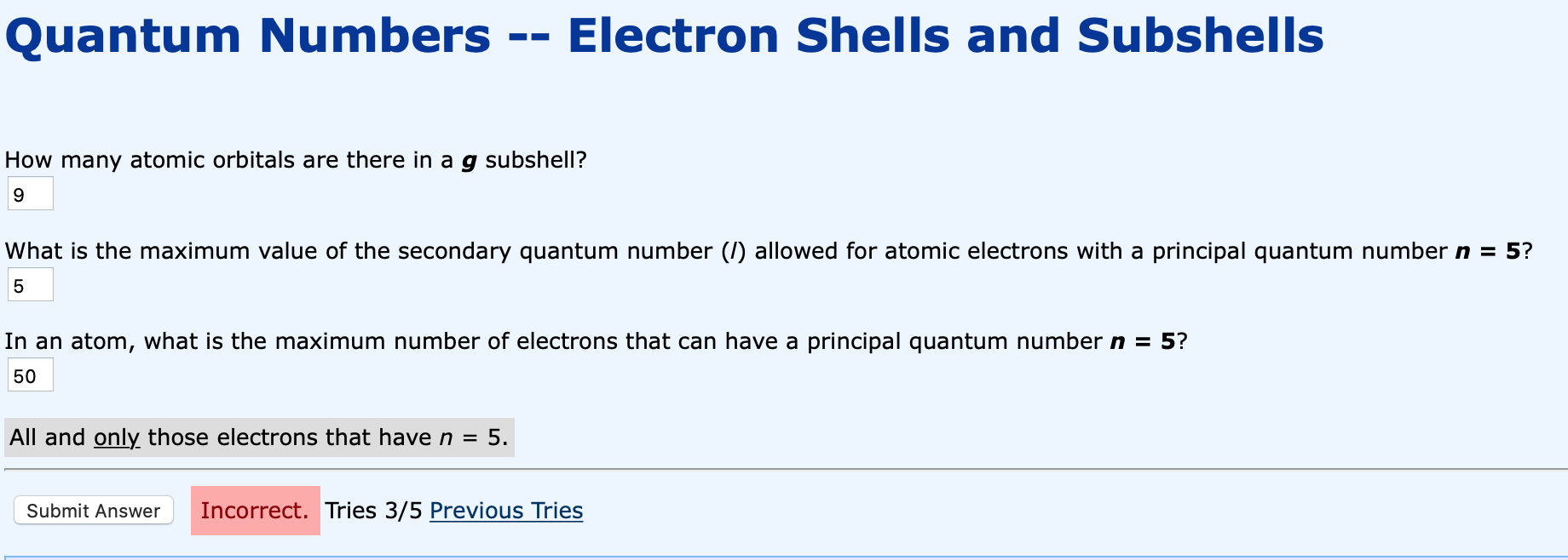 Solved Quantum Numbers -- Electron Shells and Subshells How | Chegg.com