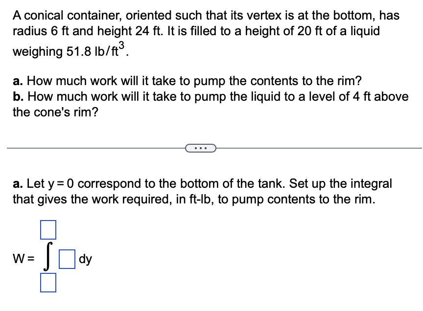 Solved A conical container, oriented such that its vertex is | Chegg.com