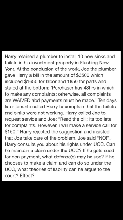 Harry retained a plumber to install 10 new sinks and | Chegg.com