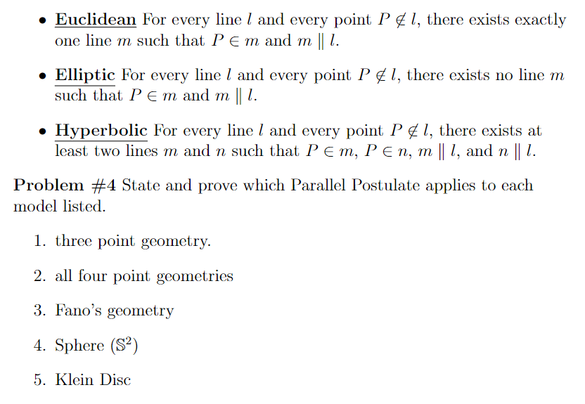Solved Euclidean For every line l ﻿and every point P!inl, | Chegg.com
