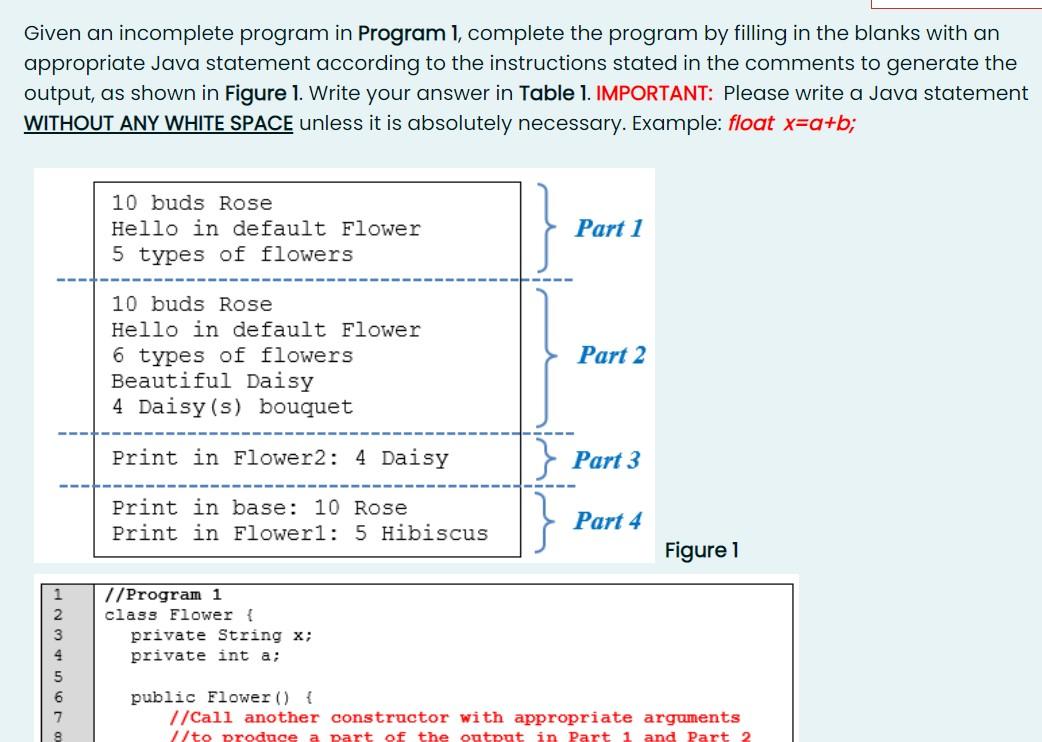 Solved Given an incomplete program in Program I, complete | Chegg.com
