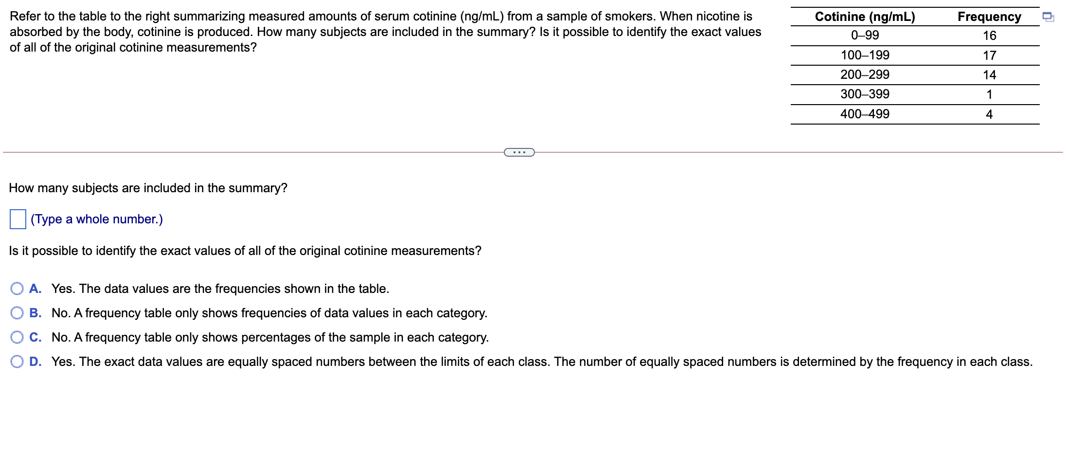 Solved Refer to the table to the right summarizing measured | Chegg.com