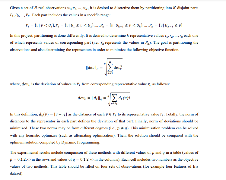 Given a set of N real observations V1, V2, ..., Un, | Chegg.com