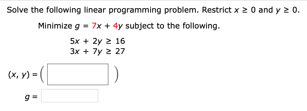 Solved Solve the following linear programming problem. | Chegg.com