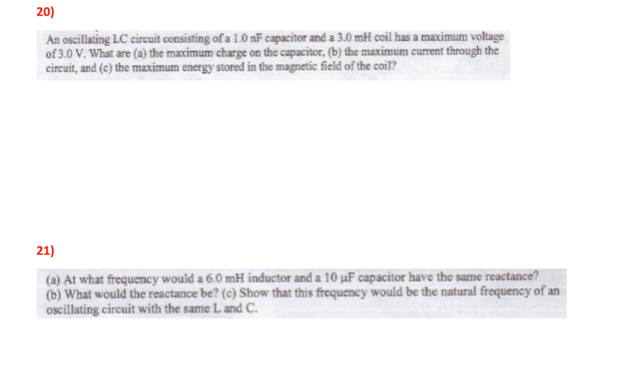 Solved An oscillating \\( \\mathrm{LC} \\) circuit | Chegg.com