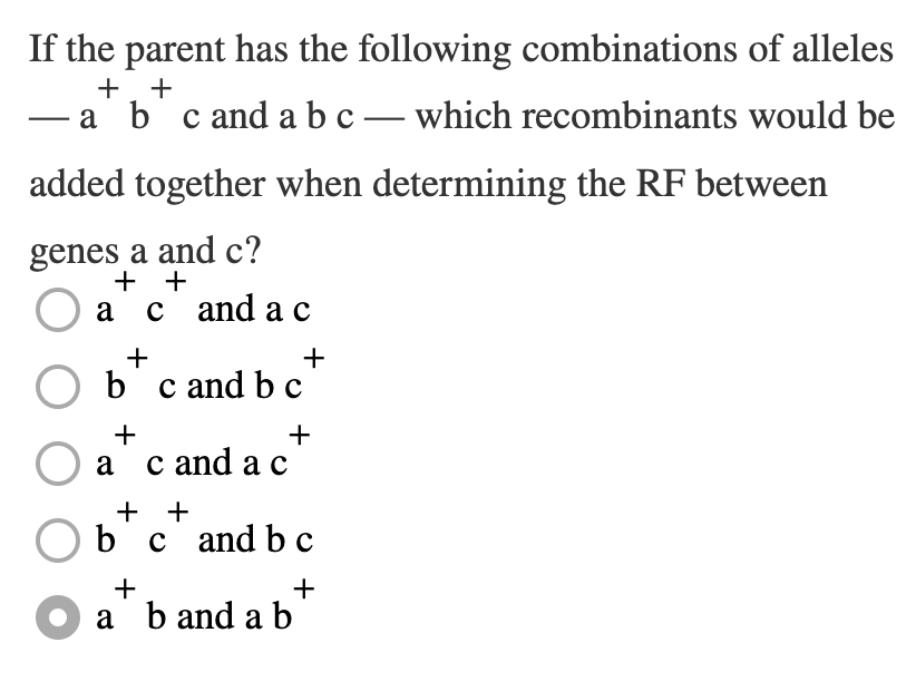 Solved If the parent has the following combinations of | Chegg.com