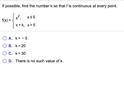 Solved If possible, find the number k so that fis continuous | Chegg.com