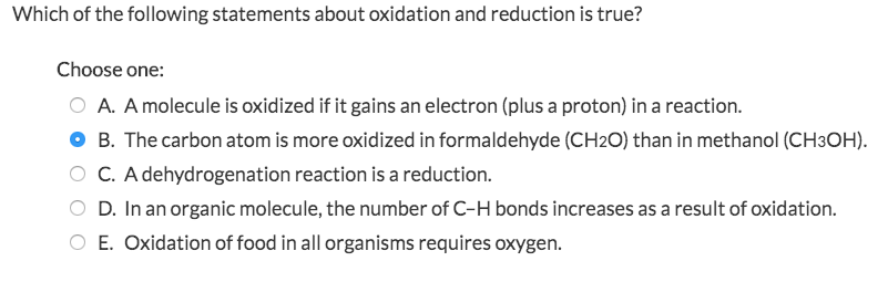 Solved Which of the following statements about oxidation and | Chegg.com