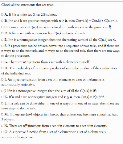 Solved Check all the statements that are true:A. If S is ﻿a | Chegg.com