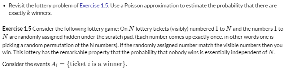 Solved - Revisit the lottery problem of Exercise 1.5. Use a | Chegg.com