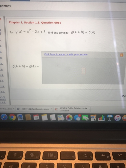 Solved For g (x) = x^2 + 2x + 3, find and simplify g (4 + h) | Chegg.com
