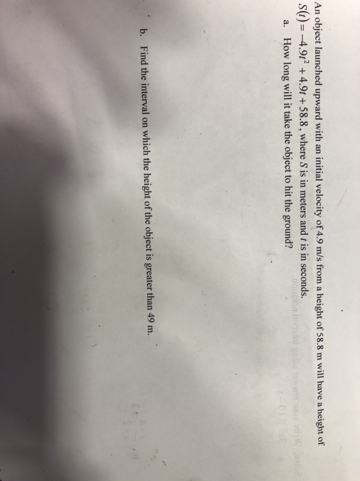 Solved An object launched upward with an initial velocity of | Chegg.com