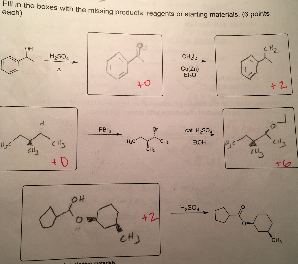 Solved Fill in the boxes with the missing product, reagents | Chegg.com