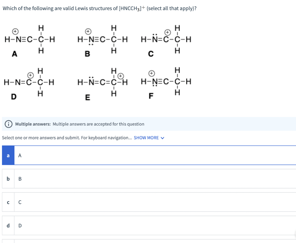 Solved Which of the following are valid Lewis structures of | Chegg.com