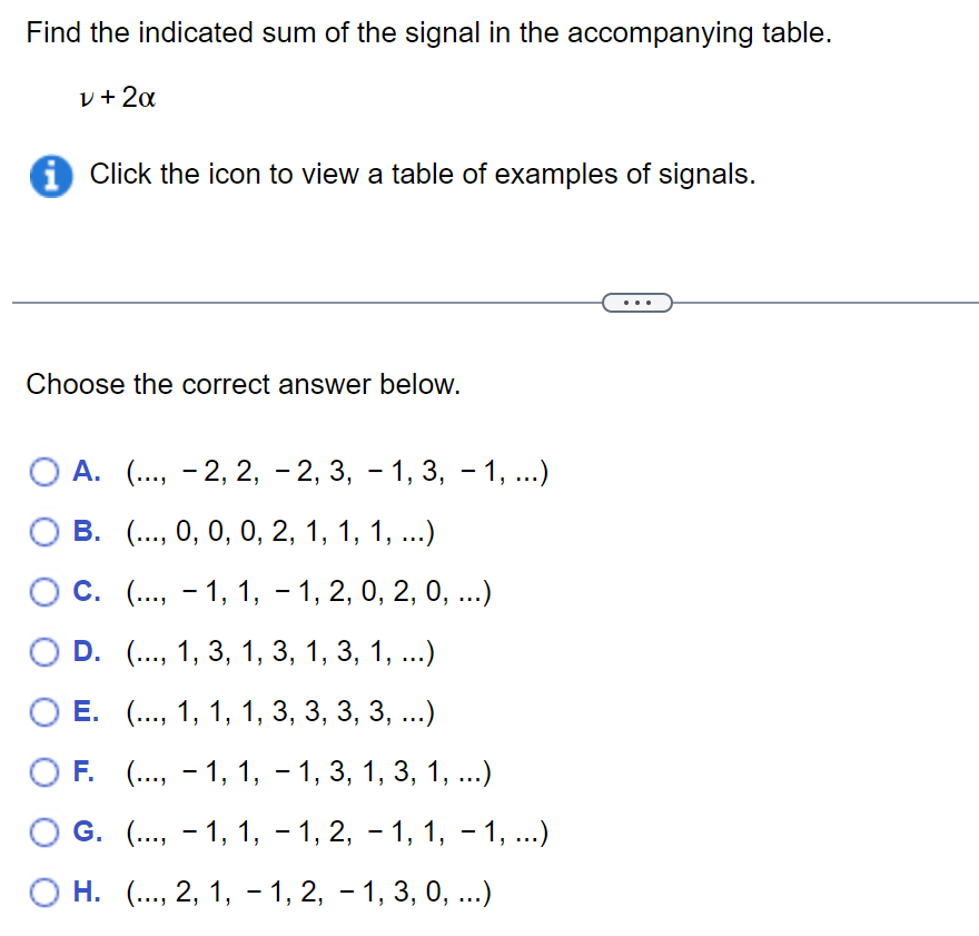 Solved Find the indicated sum of the signal in the | Chegg.com