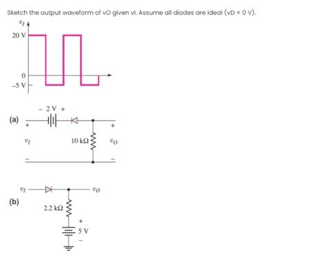 Solved Sketch the output waveform of vo given vi. Assume all | Chegg.com
