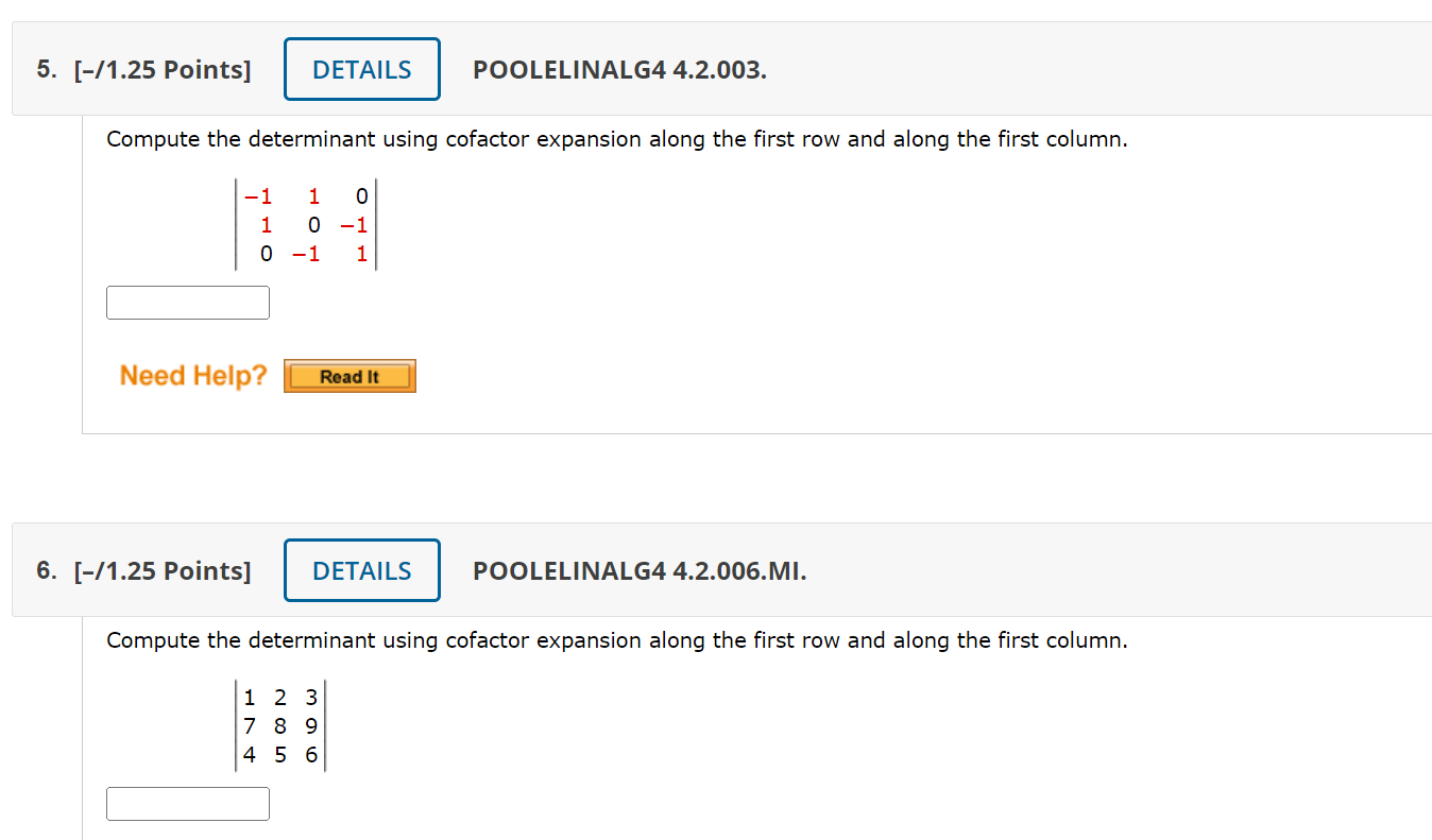Solved Compute the determinant using cofactor expansion | Chegg.com
