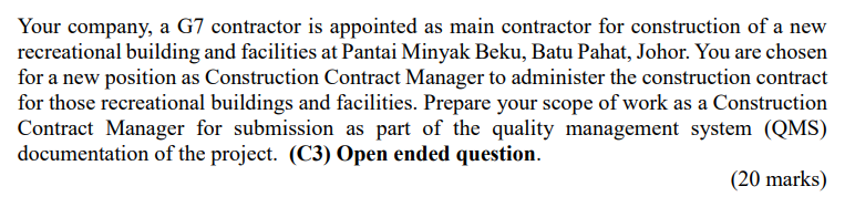 Solved Your company, a G7 contractor is appointed as main | Chegg.com