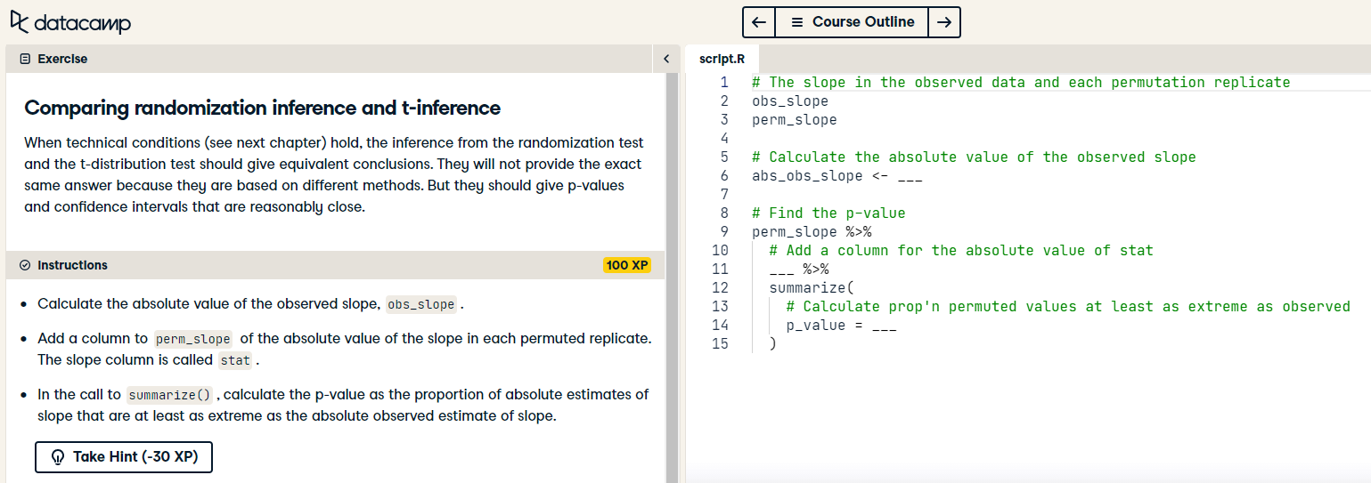 A datacamp = Course Outline B Exercise script.R | Chegg.com