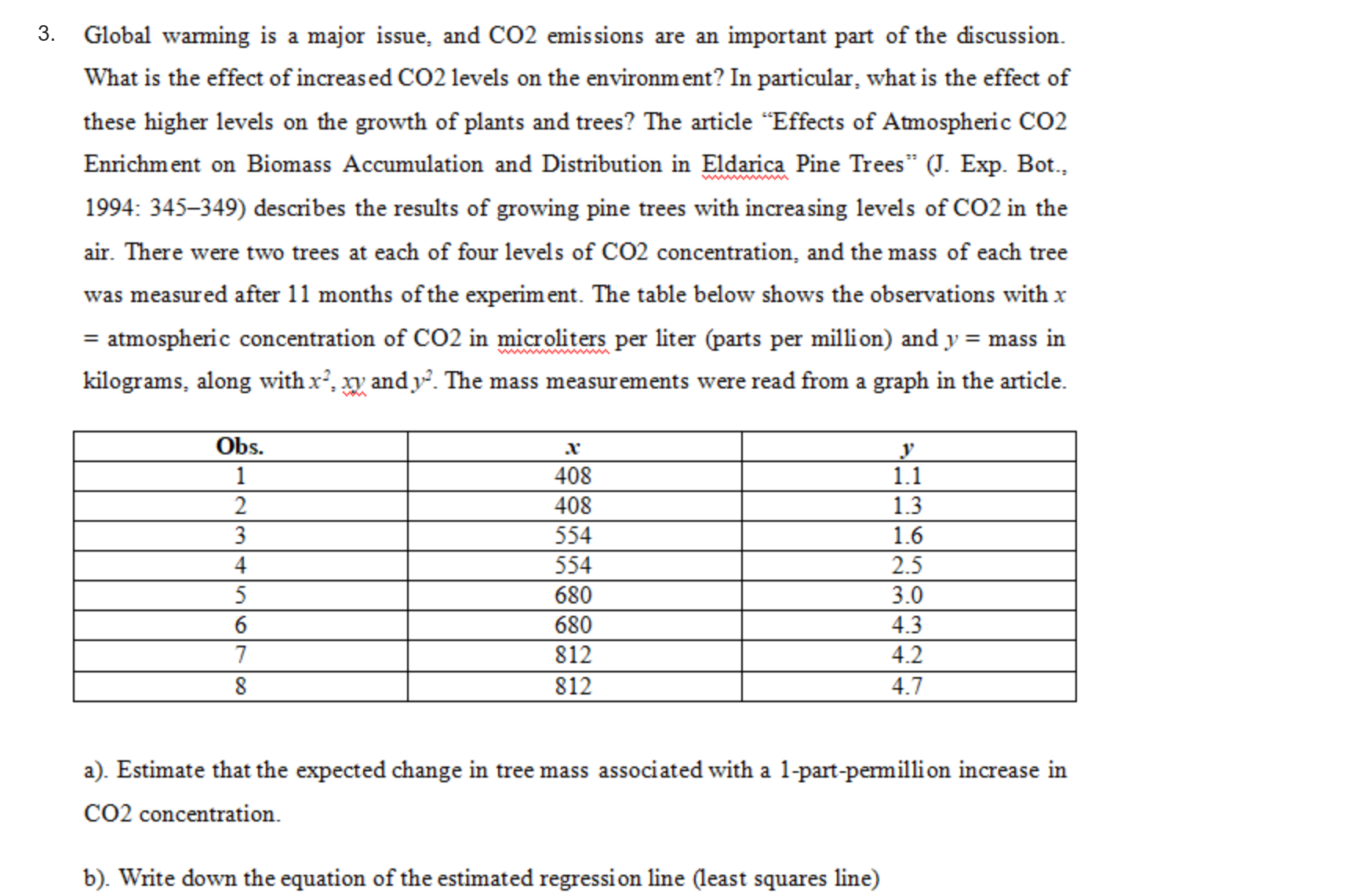 Solved 3. ﻿Global warming is a major issue, and CO 2 | Chegg.com