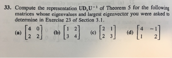 Solved 33. Compute the representation UD,U- of Theorem 5 for | Chegg.com