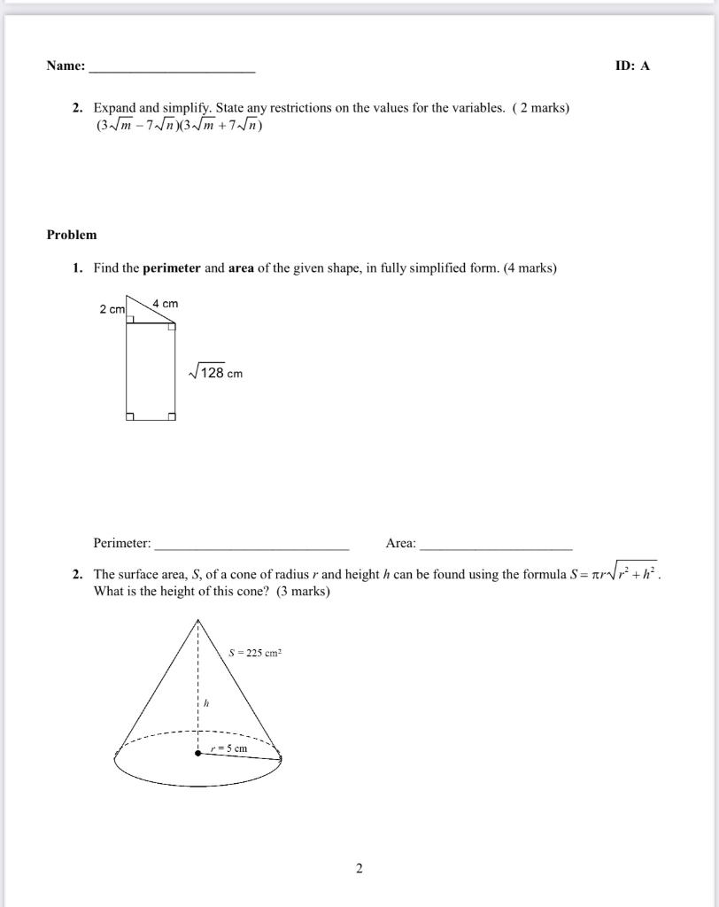 Solved Unit 1 Radicals Assignment Completion (Show your | Chegg.com