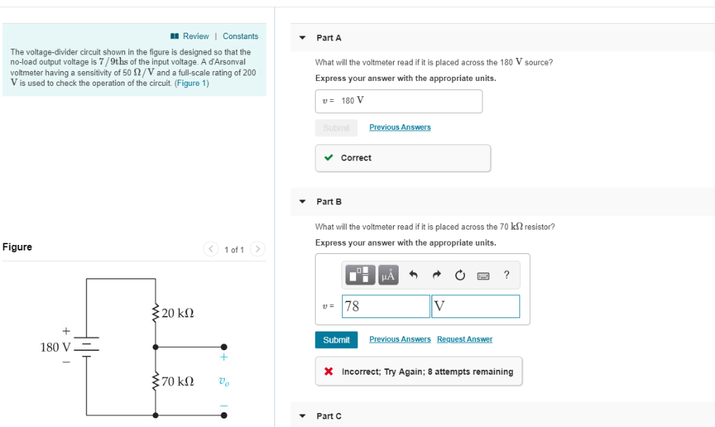 Solved Review Constants PartA The voltage-divider circuit | Chegg.com